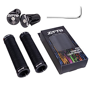 ZTTO Bike Handlebar Grips, Double Lock Bicycle Handle Bar Soft Non-Slip Rubber Hand Grip Comfortable Ergonomic for BMX, Mountain Bike, Beach Bike, Scooter, Folding Bike