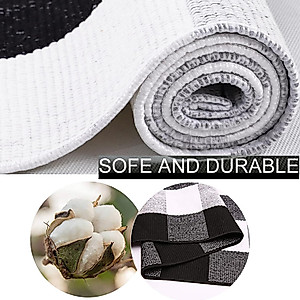 HZQOZUA Buffalo Plaid Rug 5 x 7 ft Black and White Checkered Area Rugs, Cotton Hand-Woven Washable Indoor Outdoor Rugs, Carpet for Patio/Living Room/Dining Room/Bedroom/Farmhouse