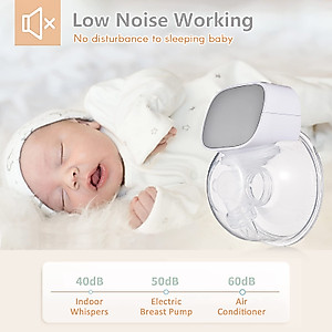 Putybudy S9 Double Wearable Electric Breast Pump, Low Noise/Invisible/Painless Hands Free, 2 Modes & 5 Levels Suction Adjustable & 180ml Collector, Portable for Mom Breastfeeding Anytime, 24MM/Gray