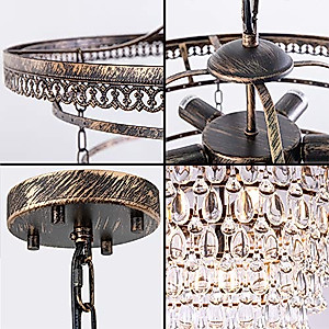 Wellmet Crystal Chandeliers, Farmhouse Tiers Crystals Light, Modern Hanging Pendant Lighting Ceiling Fixture for Foyer, Bathroom, Dinig Living Room, Kitchen Island