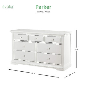 Evolur Parker Double Dresser, Winter White, 54x20.3x32 Inch (Pack of 1)