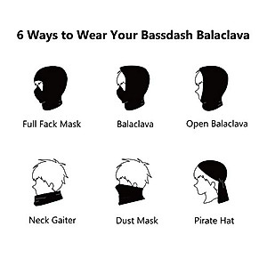 BASSDASH Winter Balaclava Fleece Ski Mask Ninja Hood Neck Warmer Fishing Hunting