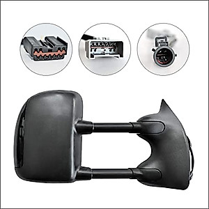Perfit Zone Towing Mirrors Replacement Fit for 1999-2007 F-250 F-350 F-450 F-550 SUPER DUTY, POWER HEATED,W/SMOKE SIGNAL,BLACK (PAIR SET)