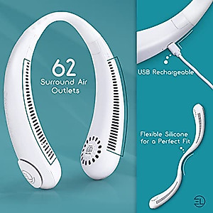 Elevated Living Store Bladeless Neck Fan white, 8.3 x 5.5 x 2.4