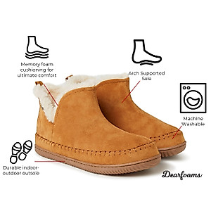 Dearfoams Alpine Men's Brixen Indoor/Outdoor Memory Foam Boot Slipper Ankle, Whiskey, 12-13