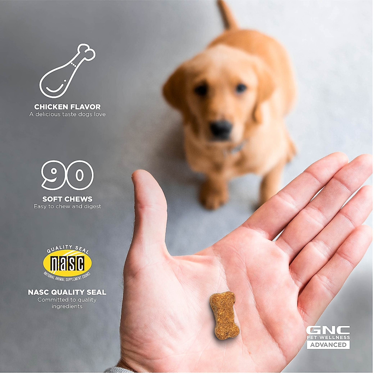 GNC Pets Advanced Weight Support Dog Supplement Soft Chews | Weight Control Dog Supplement for Adult Dogs | 90 Ct Chicken Flavor Weight Management Dog Supplement,FF14874