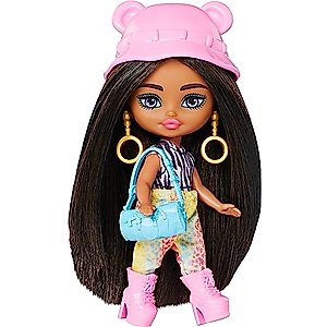Barbie Extra Mini Minis Travel Doll with Safari Fashion, Animal Print Outfit and Styling Accessories, Barbie Extra Fly Small Doll
