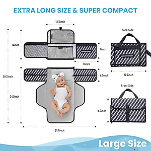 Portable Changing Pad, Waterproof Baby Changing Pad with 4 Storage Pockets, Detachable & Portable Diaper Changing Pad Newborn Baby Essentials, Travel Changing Pad for Baby Shower Gifts