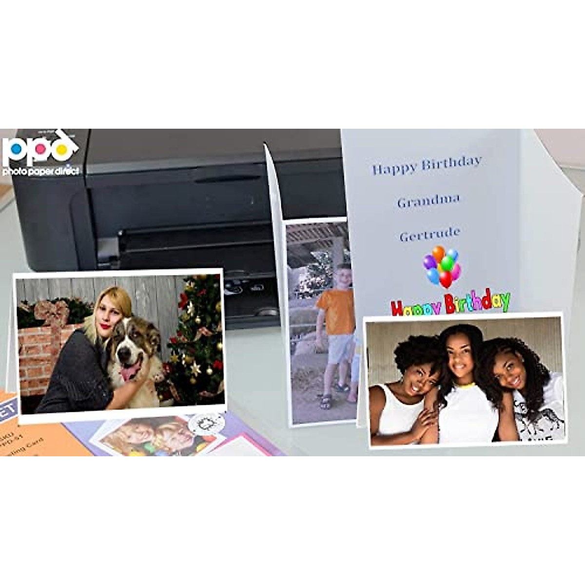 PPD 20 Inkjet Printable Greeting Cards A4 Pre-Scored to A5 260gsm Gloss Inc Envelopes PPD-51-ENV-20
