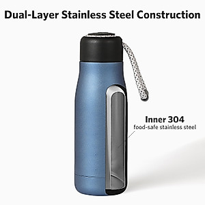 Small Water Bottle 12 oz, Dusgut Insulated Water Bottle,Stainless Steel,Wide Mouth Portable Lid, Air Force Blue