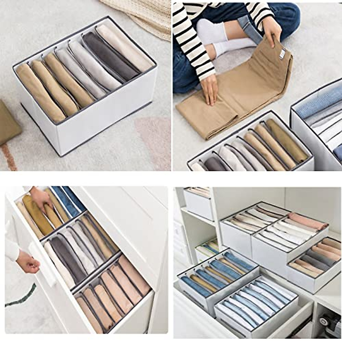 ZTPING 2 PACK Wardrobe Clothes Organizer, Upgrade PP Board Mesh,Handle Foldable Washable Drawer Clothes Organizer, Mesh Storage Compartment for Jeans Underwear T-shirt Legging Dress Thin Coat