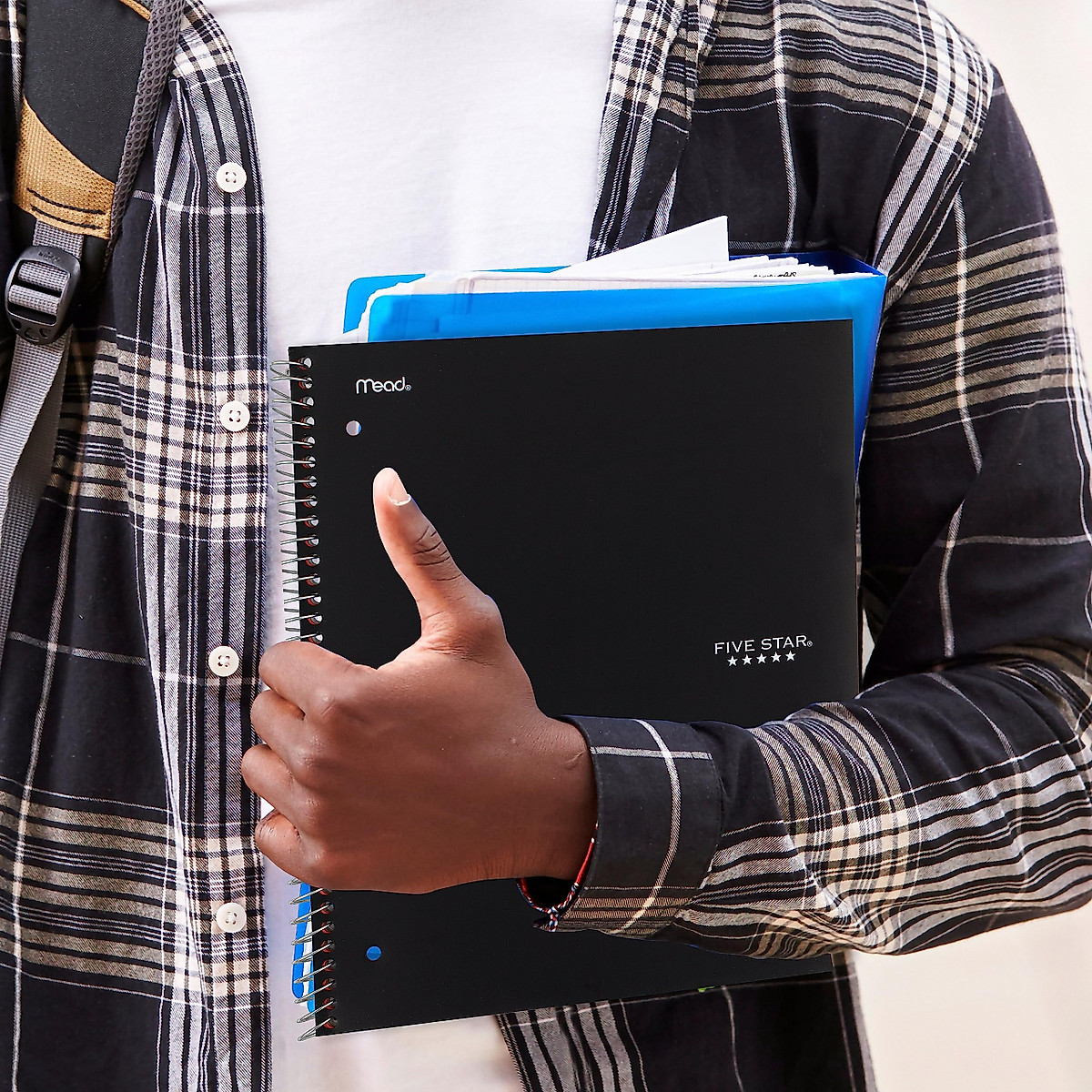 Five Star Spiral Notebooks + Study App, 2 Pack, 3 Subject, College Ruled Paper, 11" x 8-1/2", 150 Sheets, Black, White (73015)