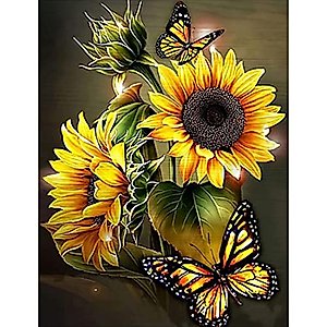 DKHDBD Diamond Painting Kits for Adults, 12x16 Inch DIY Paint by Numbers for Adults Beginner, DIY Full Drill Diamond Dots Paintings Picture Arts Craft for Home Wall Art Decor (Yellow Butterfly)