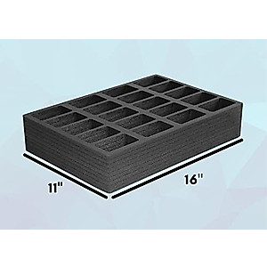 Polar Whale 4 Large Compact Organizer Stands Premium Durable Black Foam Tray Washable Waterproof Insert Storage for Home Bathroom Bedroom Cosmetic 16 x 11 x 3 Inches 20 Compartments
