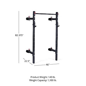 Titan Fitness T-3 Series 82-inch Wall Mounted Folding Power Rack, Space Savings Rack, Folds up to 5â€ from the Wall