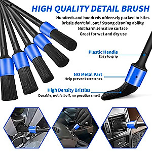 HORDALOR 17Pcs Car Interior Detailing Kit with Windshield Cleaning Tool, Detailing Brush Set, Leather & Textile Car Interior Brush,Car Duster, Car Interior Cleaning Kit,Complete Car Interior Care Kit