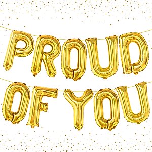 KatchOn, Gold Proud of You Balloons - 16 Inch | Proud of You Banner, Congratulation Balloons for Gold Graduation Decorations Class of 2024 | Gold Graduation Balloons 2024, Congratulations Decorations