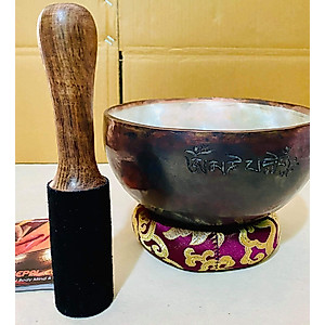 Sacral Chakra and the Sexual Chakra D Note Auntic Hand Hammered Tibetan Meditation Singing Bowl 6.5 Inches - Yoga Old Bowl By Singing Nepal