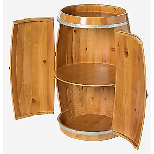 Vintiquewise Wooden Wine Barrel Shaped Wine Holder, Bar Storage Lockable Storage Cabinet