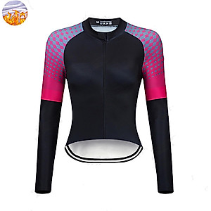 Cycling Winter Jacket Bicycle Long Sleeve Warm Tops Women's Outdoor Thermal Fleece Jersey Mtb Road Bike Sports Clothing (9, Medium)