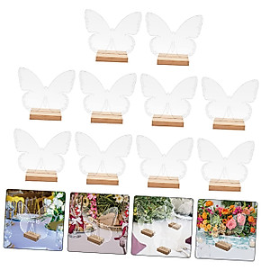 PLAFOPE 10Sets Transparent Butterfly Acrylic Sign Blanks with Wooden Stands Decorative Butterfly Shape Table Signs for Weddings Parties and Events Ideal for Table Decor and Place Settings
