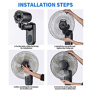 Aottop 16 inch Wall Mount Fan with Remote Control - 2 Pack, 3-Speed and 3 Modes, Timer Function, Adjustable Head, Oscillating Fan for Home and Office - Black