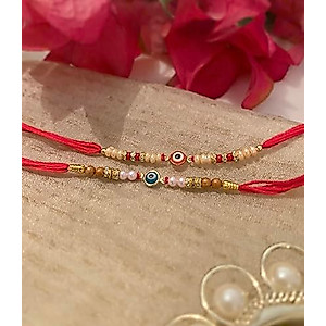 Rakhi For Brother Set of 2 With Greeting Card, Beautiful Designer Raksha Bandhan Rakhi Gift Set For Brother Bhaiya Bhai Bro, Traditional Indian Style Rakshbandhan Rakhi Gifts For Brother