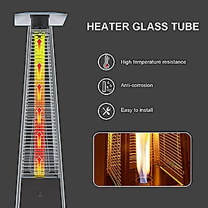 KEESHA Glass Tube for Patio Heater Replacement Quartz Glass Tube Compatible with Pyramid 4 Sides Patio and Outdoor Heater - 49.5" Tall 4" Diameter