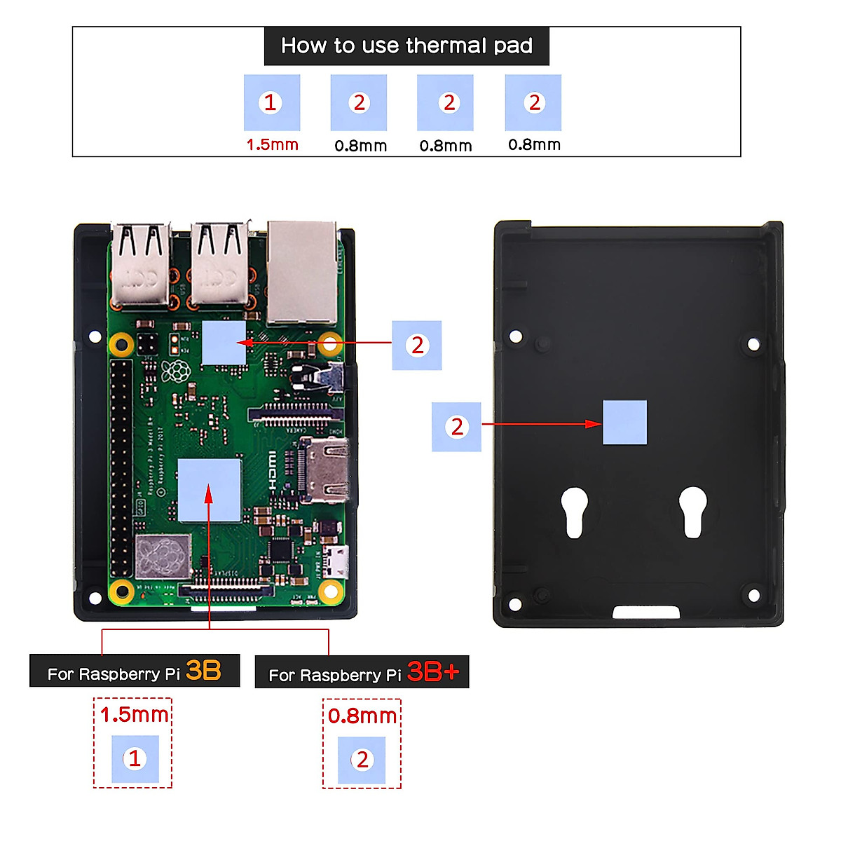 Aluminum Case for Raspberry Pi 3B+/3B, Aluminum Alloy Metal Enclosure with Heatsink Pillar for Raspberry Pi 3 Model B Plus/3B