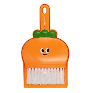 Generic Cute Carrot Mini Broom and Dustpan Set for Desk, Small Dustpan and Brush Set, Orange