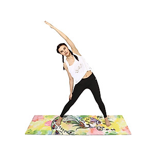 Shakti Warrior Zobhana Yoga Mat - Premium Printed Natural Eco-Friendly Non-Slip Mat Great for Hot Yoga, Pilates, Workouts (72 inch x 24 inch x 3mm Thick)