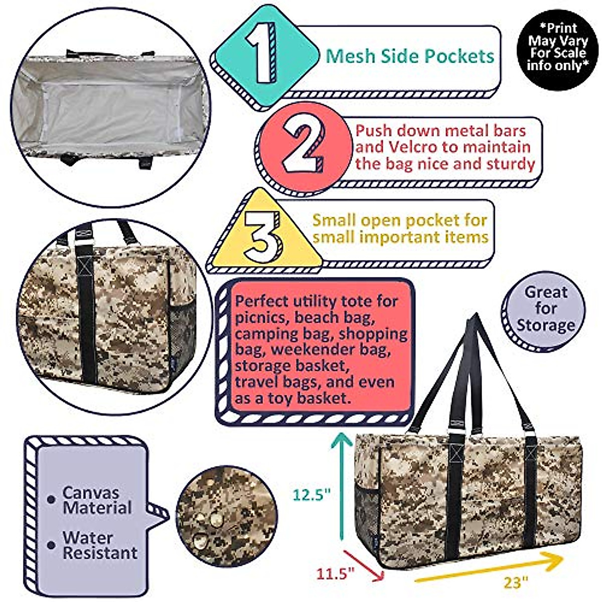 NGIL Utility Tote Bag (Cotton Candy Tie Dye-Black)