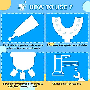 AhlsenL 3 Pack Kids U Shaped Toothbrush, 360° Full Mouth Training Toddler Toothbrush Silicone Manual Toothbrush for Kids Toddler Children(Blue)