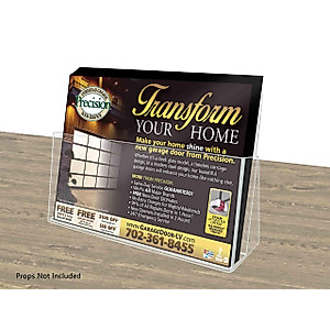 Marketing Holders 2 Pack Brochure Holder 11" Horizontal Counter Display Printed Material Bin Magazines See Through Transparent Caddy for Businesses and Doctors Offices