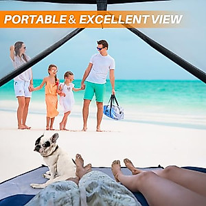 Happy Travel Beach Tent Sun Shelter for 3/4/5/6/7/8 Person, Portable UPF 50+ UV Protection Beach Shade Canopy for Family & Baby, Lightweight & Easy Setup Beach Cabana with 3 Ventilation Mesh Windows