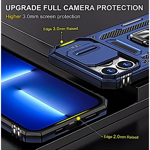 iPhone 14 Pro Max Case with Kickstand, Heavy Duty Hybrid Shockproof Silicone Protective Cover Military case for Apple iPhone 14 pro max 6.7 (Blue)