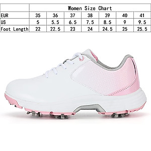 LIPPAN Women's Golf Shoes Waterproof Outdoor Golf Sneakers Spiked Lightweight Breathable Wear-Resistant,White,7.5