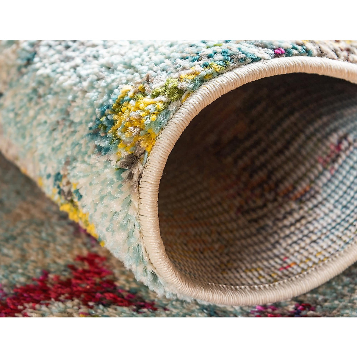 Unique Loom Estrella Collection Distressed, Floral, Abstract, Modern, Bright Colors Area Rug, 5' 0" x 8' 0", Multi/Blue