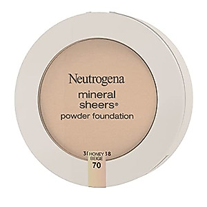 Neutrogena Mineral Sheers Compact Powder Foundation, Lightweight & Oil-Free Mineral Foundation, Fragrance-Free, Honey Beige 70,.34 oz (Pack of 2)