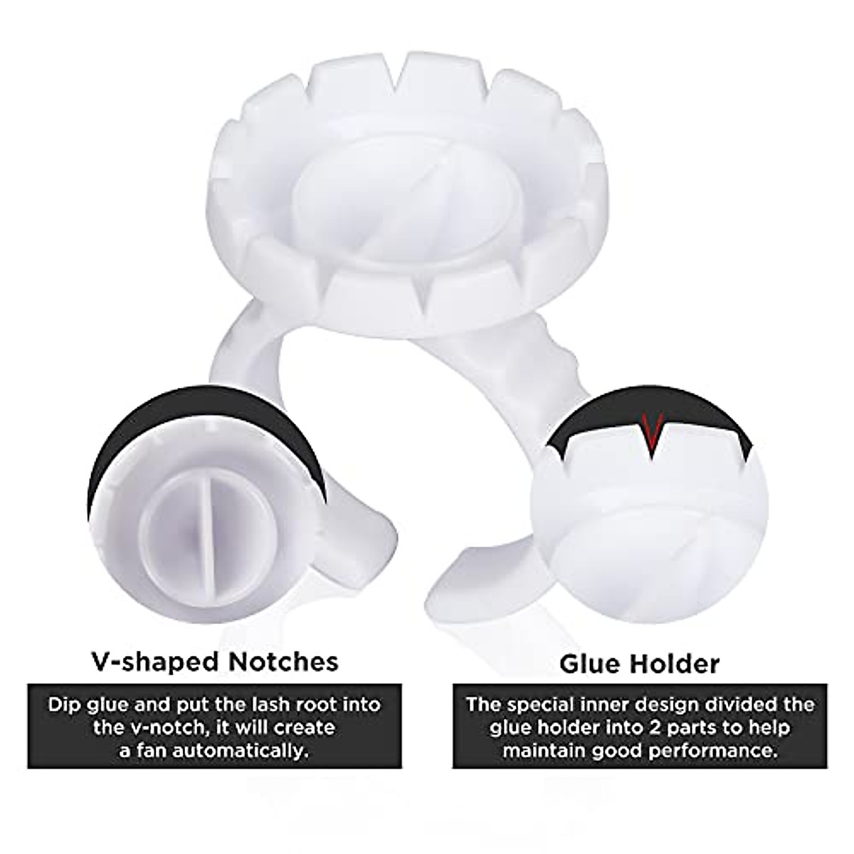 BEYELIAN Glue Rings, 100 Pcs Lash Glue Cups, Lash Extension Supplies, Lash Glue Holder for Volume Lashes Fan