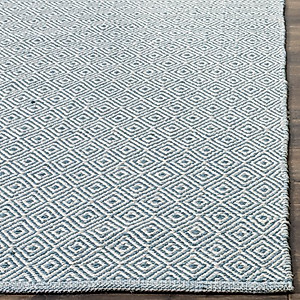 SAFAVIEH Montauk Collection Area Rug - 5' x 8', Ivory & Light Blue, Handmade Flat Weave Cotton, Ideal for High Traffic Areas in Living Room, Bedroom (MTK515D)
