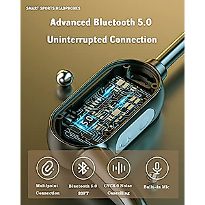 X6 Air Conduction Headphones，Open Ear Bluetooth Headphones CVC8.0 Noise Cancelling Stereo Wireless Earphones，LED Power Display Waterproof Headset with Built-in Mic（Black）