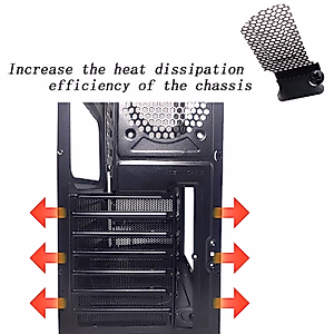 Mutai PCI Slot Cover 5PCS Black PCI Bracket Vented Slot Covers Hard Steel Dust Filter Blanking Plate with Screws for Computer Cases