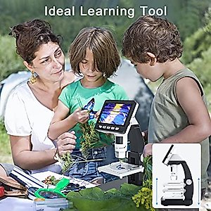 CIMELR LCD Digital Microscope 4.3 inch Coin Microscope 50X-1000X Magnification, USB Microscope with 8 Adjustable LED Lights for Adults Kids - Compatible with Windows/Mac iOS（Included 32GB TF Card）