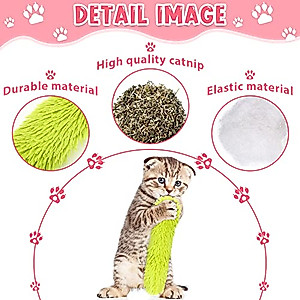 Civaner 6 Pcs Catnip Toys Interactive Cat Kicker Toy Plush Fabric Kick Sticks Chasing Chewing Exercising Filled Chew for Puppy Kitty (Grass Green, Blue, Pink, 10.6 Inch)