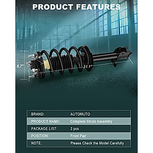 AUTOMUTO 2x Front Strut Spring Assembly Shock Absorber FWD for 2001-2012 for Ford Escape,2001-2006 for Mazda Tribute,2008-2011 for Mazda Tribute,2005-2011 for Mercury Mariner