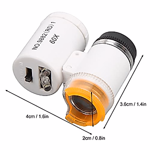 Portable 60 X Clearer Imaging Wide Irradiation Range Microscope with Money Detect Function[White], Handheld Mini LED Illuminated Microscope, Magnifying Glass Microscope Pocket Microscope Mini Mic
