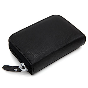 ZHOMA RFID Blocking Genuine Leather Credit Card Case Holder Security Travel Wallet - Black