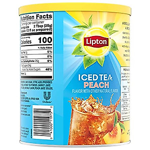 Lipton Peach Iced Tea Mix, Sweetened, Makes 10 Quarts (Pack of 6)