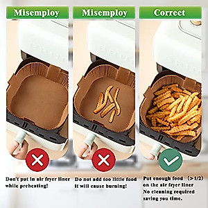 Air Fryer Disposable Paper Liner - 50PCS 7.9In Square Non-Stick Insert Parchment Paper Liners, Oil-proof, Water-proof Cooking Baking Roasting Filter Sheet for Airfryer Basket, Microwave, Oven, Dryer